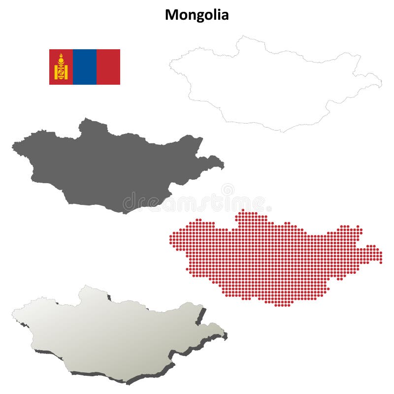 Mongolia outline map set stock vector. Illustration of territory ...