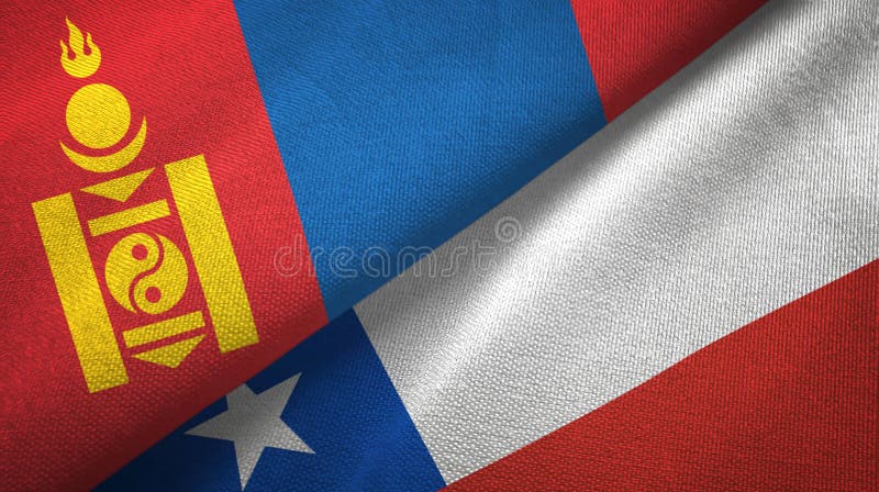 Mongolia and Chile Two Flags Textile Cloth, Fabric Texture Stock ...