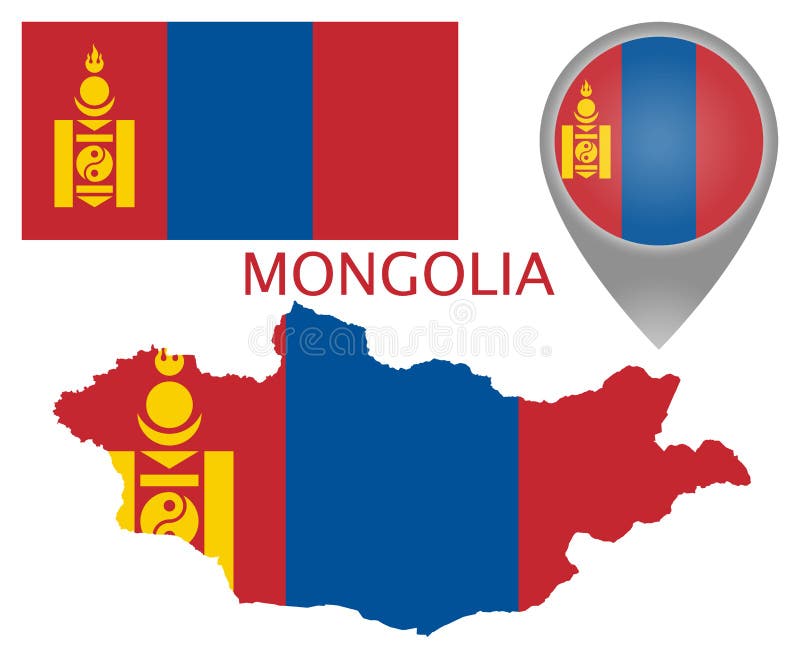 Mongolia Flag, Map and Map Pointer Stock Vector - Illustration of ...