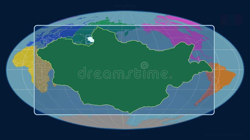 Mongolia - Continents. Mollweide, Centered Stock Illustration ...