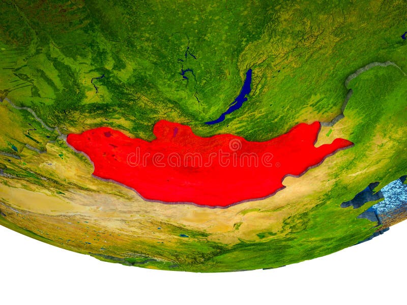 Mongolia on 3D Earth stock illustration. Illustration of symbol - 128436879