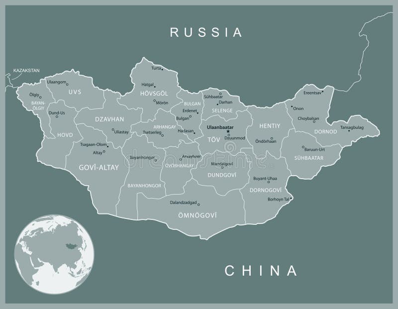 Mongolia - Detailed Map with Administrative Divisions Country. Vector ...