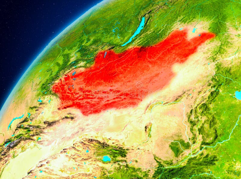 Mongolia on Earth from Space Stock Photo - Image of country, satellite ...