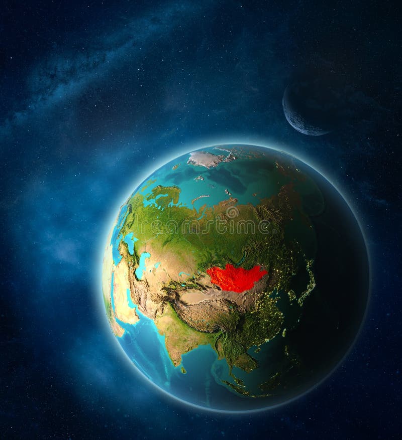 Mongolia on Earth from Space Stock Illustration - Illustration of ...