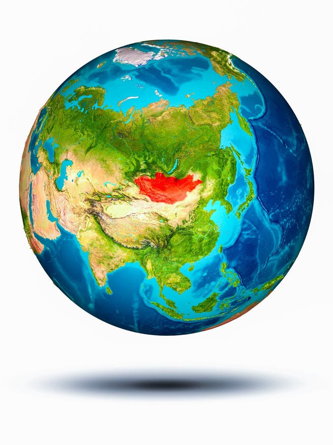 Mongolia on Earth with White Background Stock Illustration ...