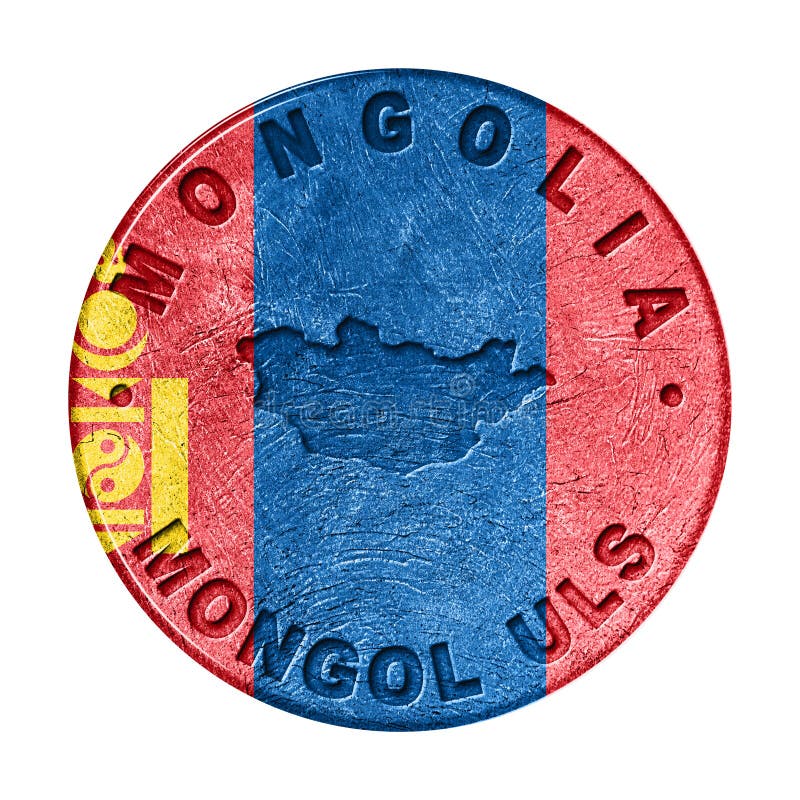 Mongolia Flag Button with Map Stock Illustration - Illustration of blue ...
