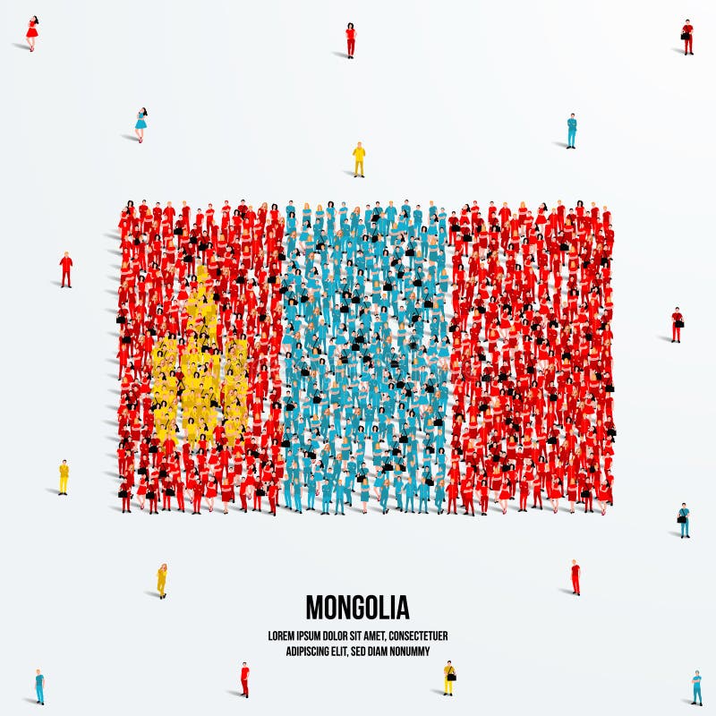 Mongolia Flag. a Large Group of People Form To Create the Shape of the ...