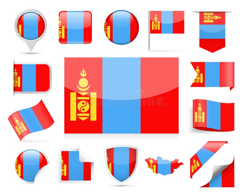 Mongolia Flag Vector Set stock illustration. Illustration of bookmark ...