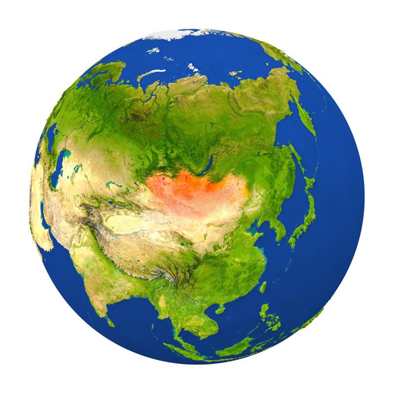 Mongolia Highlighted on a White Simplified 3D World Map. Digital 3D ...