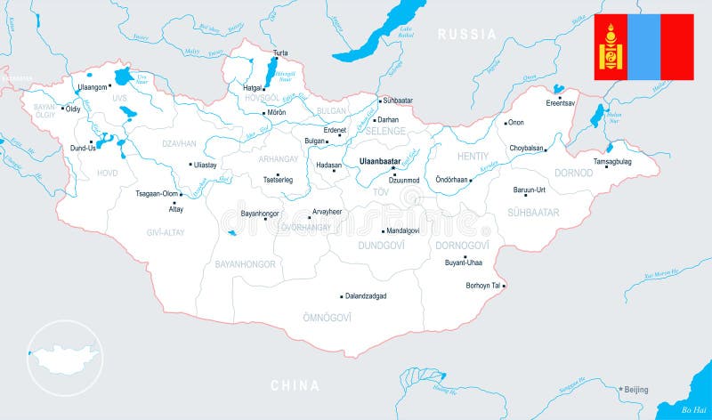 Mongolia Map - Detailed Illustration Stock Illustration - Illustration ...