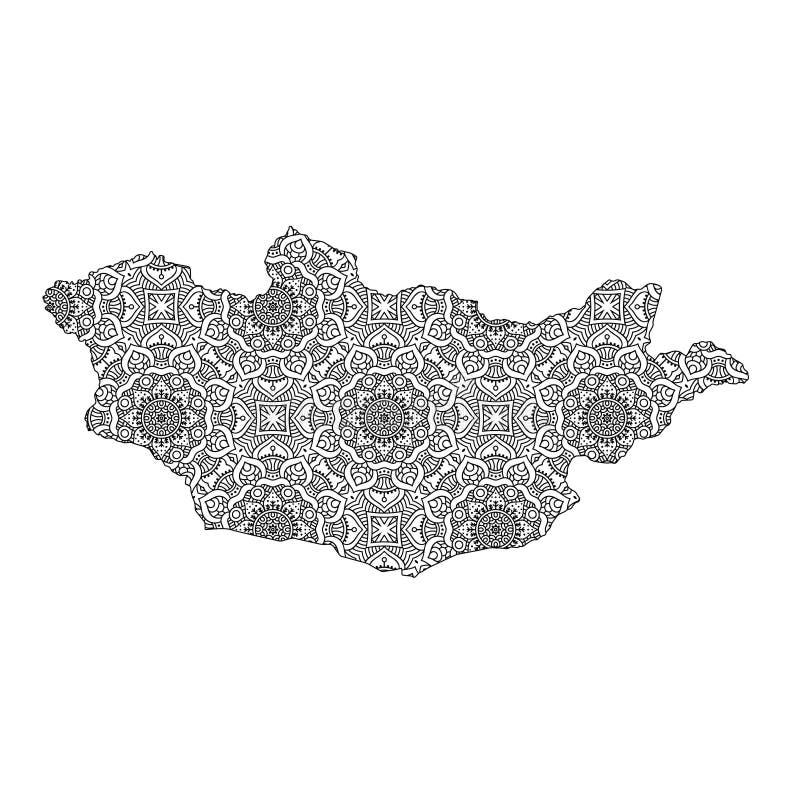 Mongolia Map with Mandala Design Stock Vector - Illustration of design ...