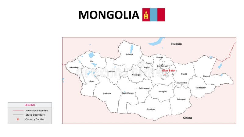 Mongolia Map. State and District Map of Mongolia. Administrative Map of ...