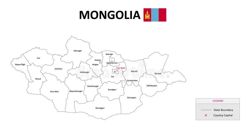 Mongolia Map. State and District Map of Mongolia. Administrative Map of ...