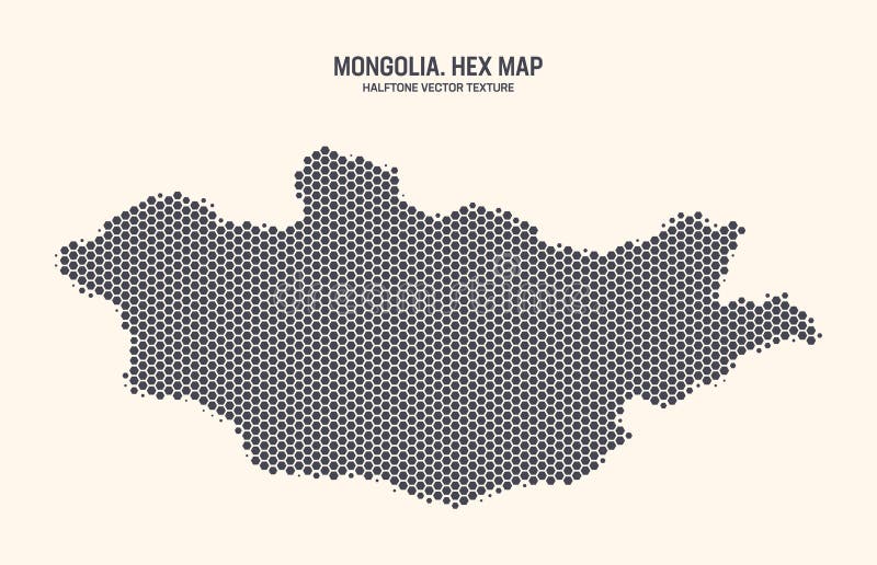 Mongolia Map Vector Hexagonal Half Tone Pattern Isolated on Light ...