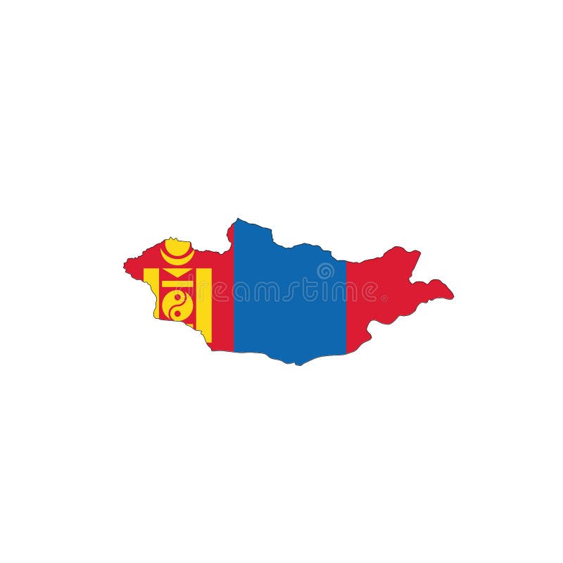 Mongolia National Flag in a Shape of Country Map Stock Vector ...