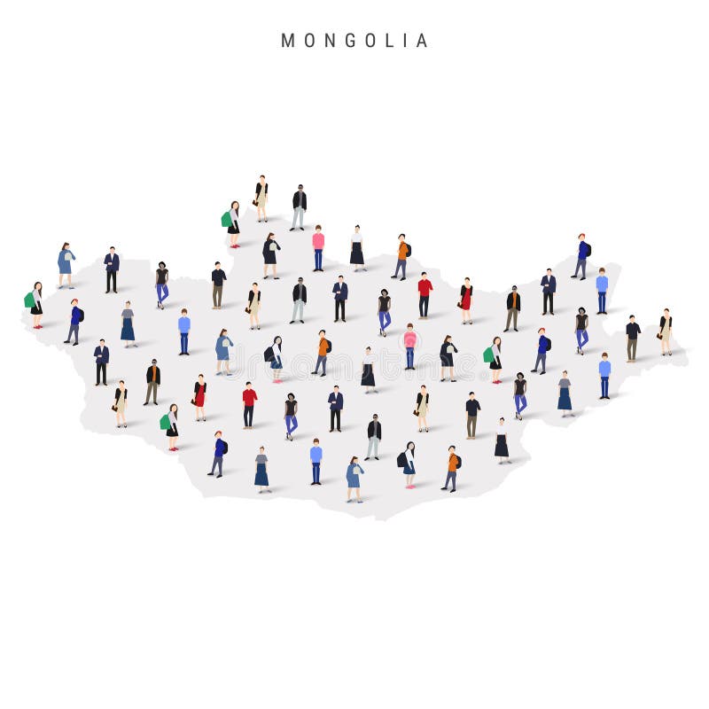 Mongolia Population Map. Large Group of People in a Shape of Mongolian ...