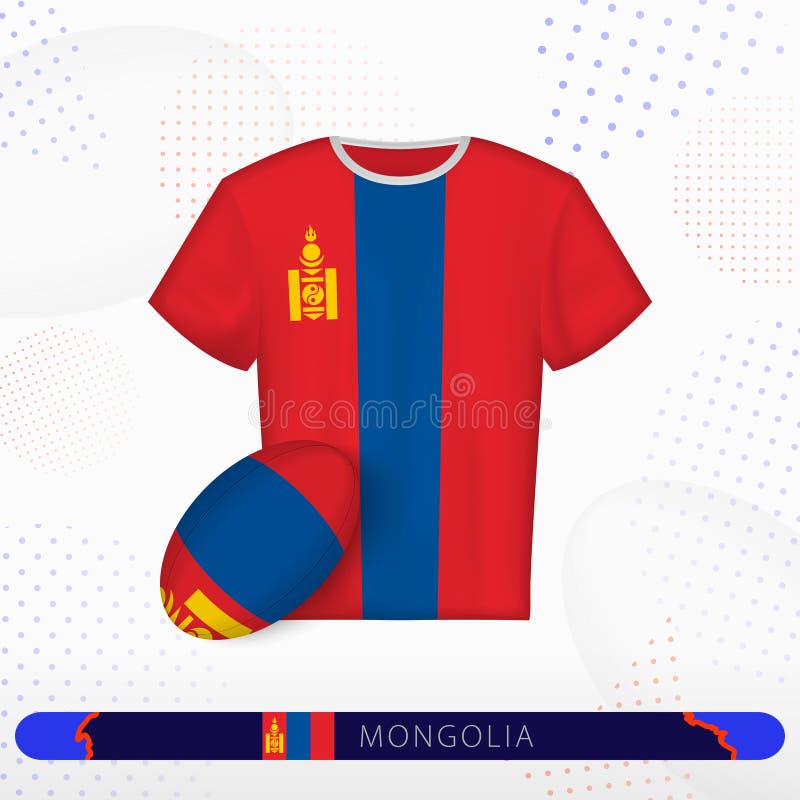 Mongolia Rugby Jersey with Rugby Ball of Mongolia on Abstract Sport ...