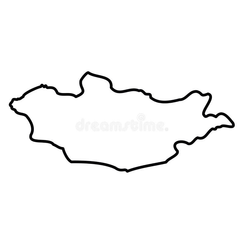 Mongolia - Solid Black Outline Border Map of Country Area. Simple Flat ...