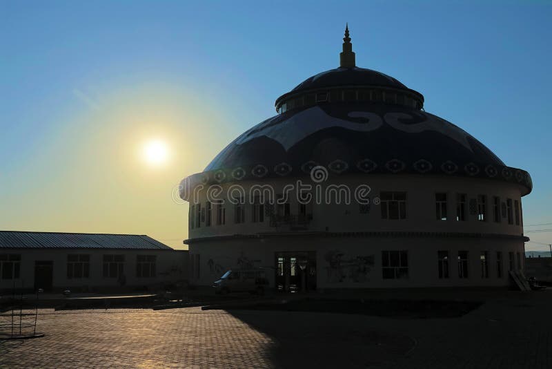 Mongolian buildings stock photo. Image of sunrise, blue - 96863286