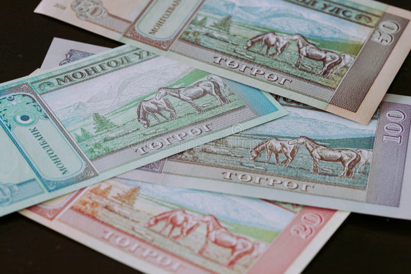 Mongolian Currency, Tugrik Money, Various Banknotes Stock Image - Image ...
