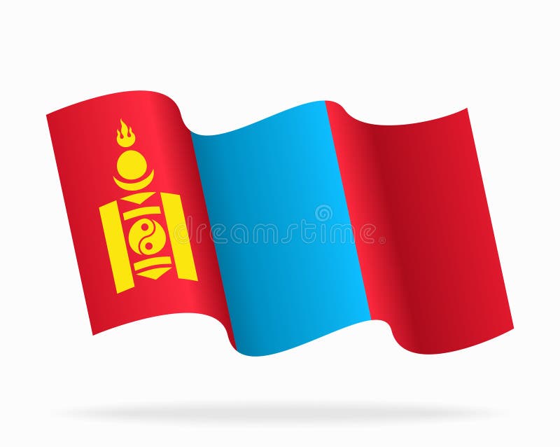 Mongolian Flag Wavy Background Layout. Vector Illustration. Stock ...