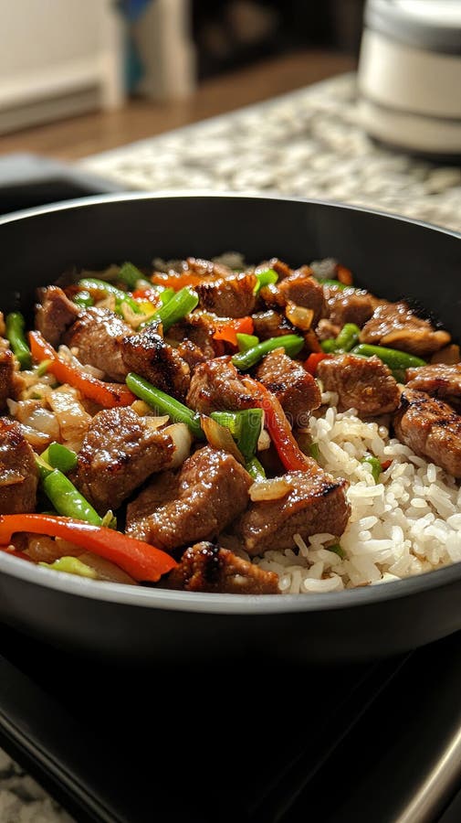 Mongolian Lamb Stir Fry with Rice. Stock Photo - Image of dish, thai ...