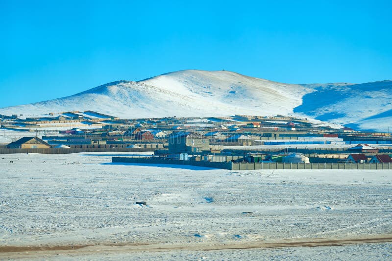 Mongolian Steppe in Winter during the Daytime. Stock Image - Image of ...