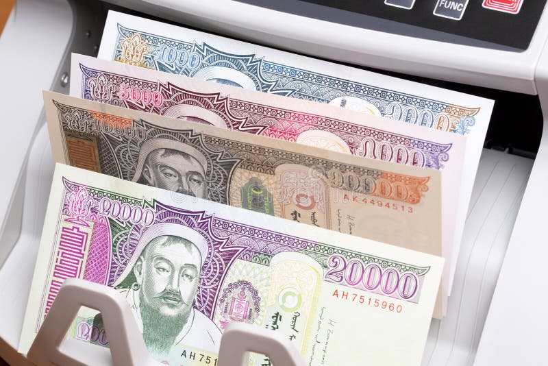 Mongolian Tugrik in the Counting Machine Stock Photo - Image of ...