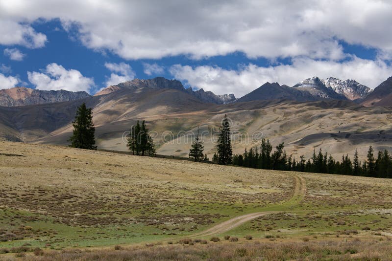 Mongolian Valley Steppe Trees and Mountains Stock Image - Image of ...