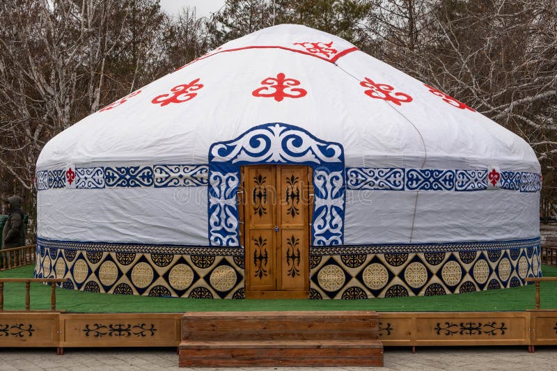 Mongolian Yurt in Park, Closeup of Photo Stock Image - Image of ...