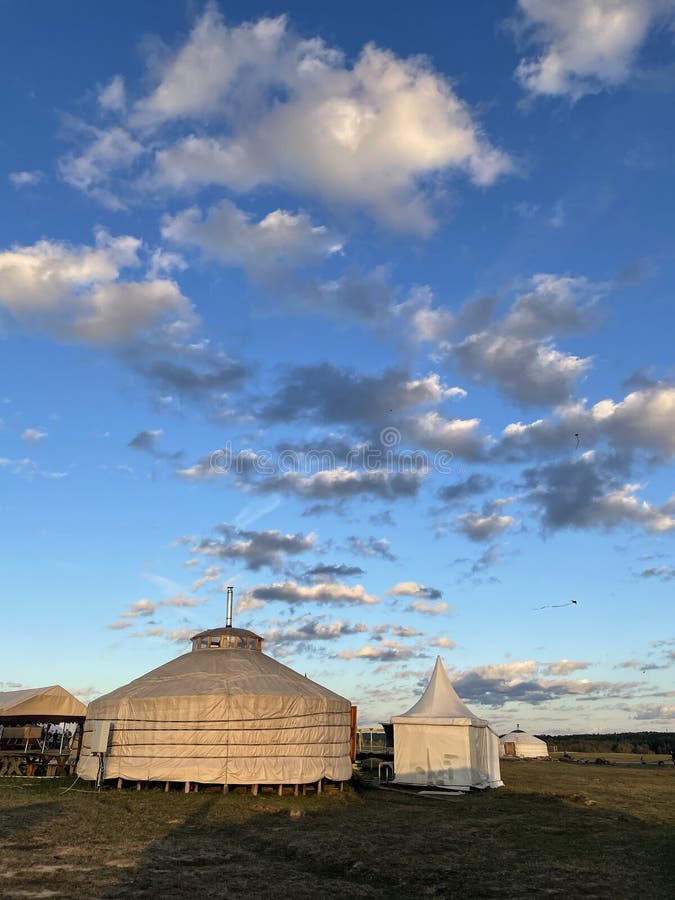 Mongolian Yurt in Summer Field Stock Photo - Image of blue, people ...