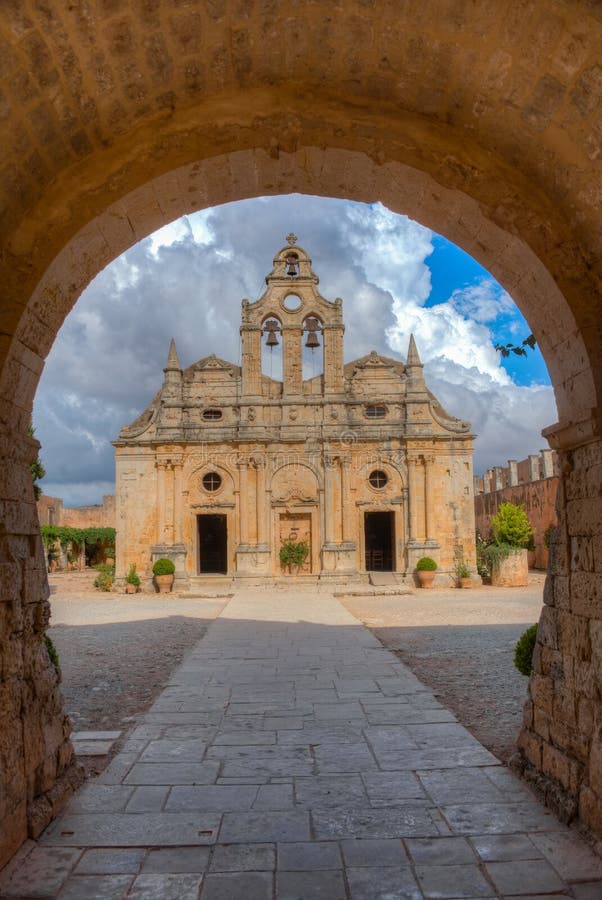 Moni Arkadiou Monastery at Greek Island Crete Stock Photo - Image of ...