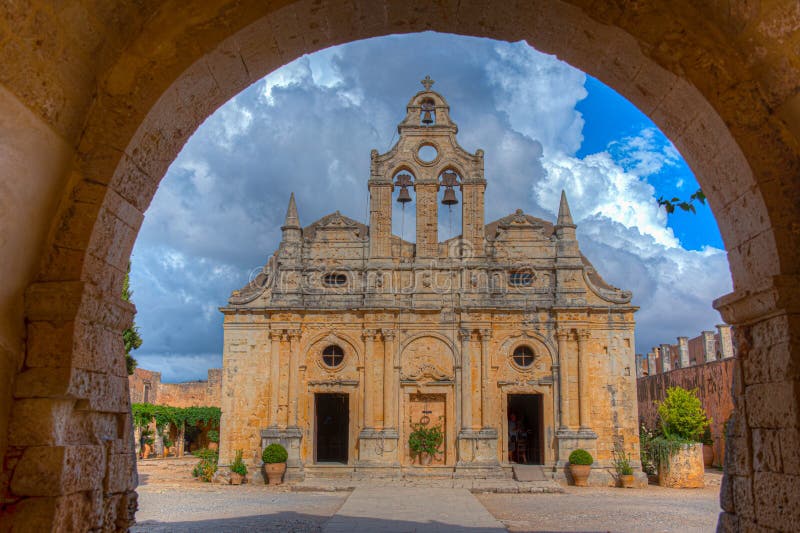 Moni Arkadiou Monastery at Greek Island Crete Stock Image - Image of ...