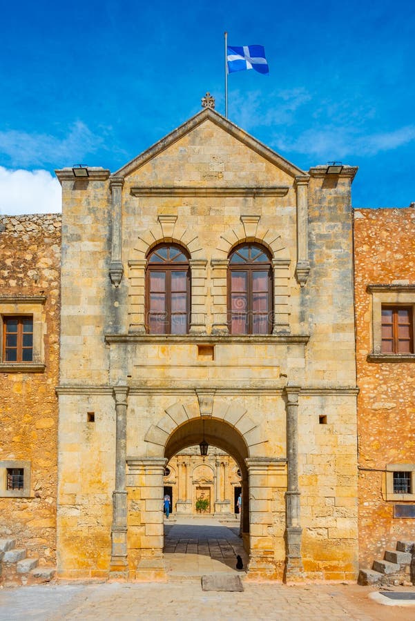 Moni Arkadiou Monastery at Greek Island Crete Stock Photo - Image of ...