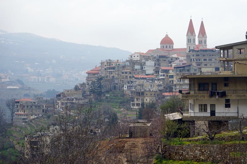Bsharri editorial photography. Image of mist, hill, tower - 151518797