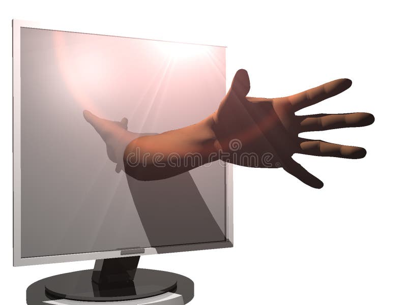 Computer Screen and Hand with Key Stock Photo - Image of computer ...