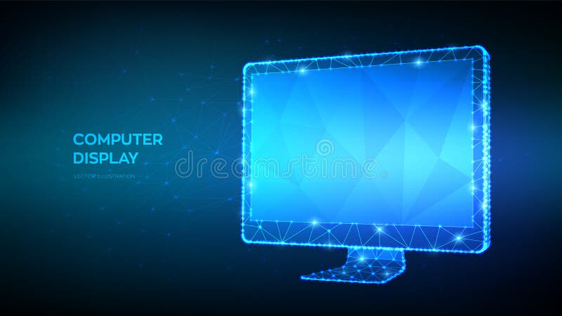 LCD Monitor with Abstract Blue Earth Stock Illustration - Illustration ...