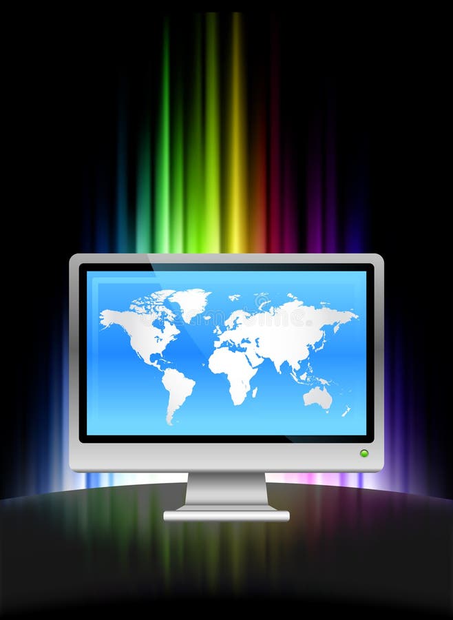 Monitor on Abstract Spectrum Background Stock Illustration ...