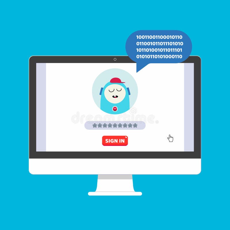 Monitor or All in One Pc Flat Design with Sign in Form and Chat Bot ...
