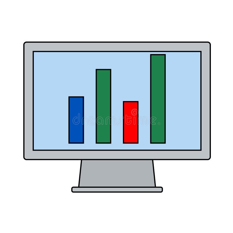 Monitor with Analytics Diagram Icon Stock Vector - Illustration of ...