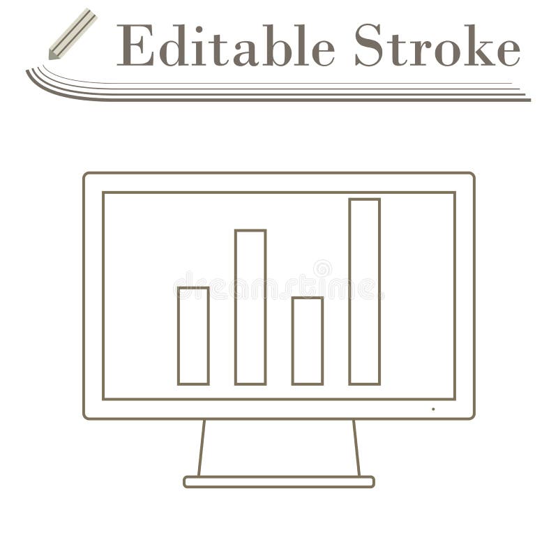 Monitor with Analytics Diagram Icon Stock Vector - Illustration of ...
