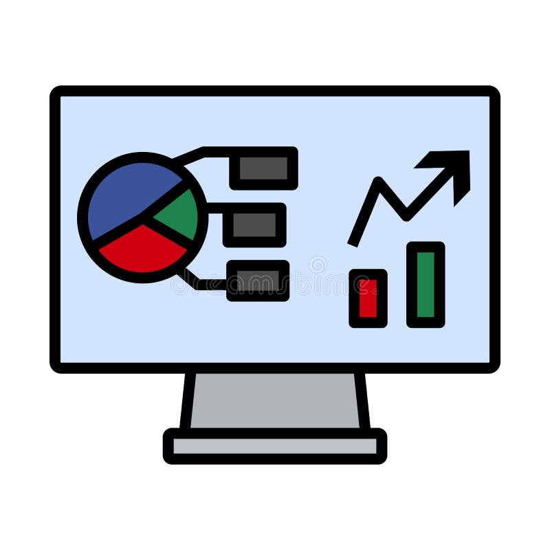 Monitor with Analytics Diagram Icon Stock Vector - Illustration of ...