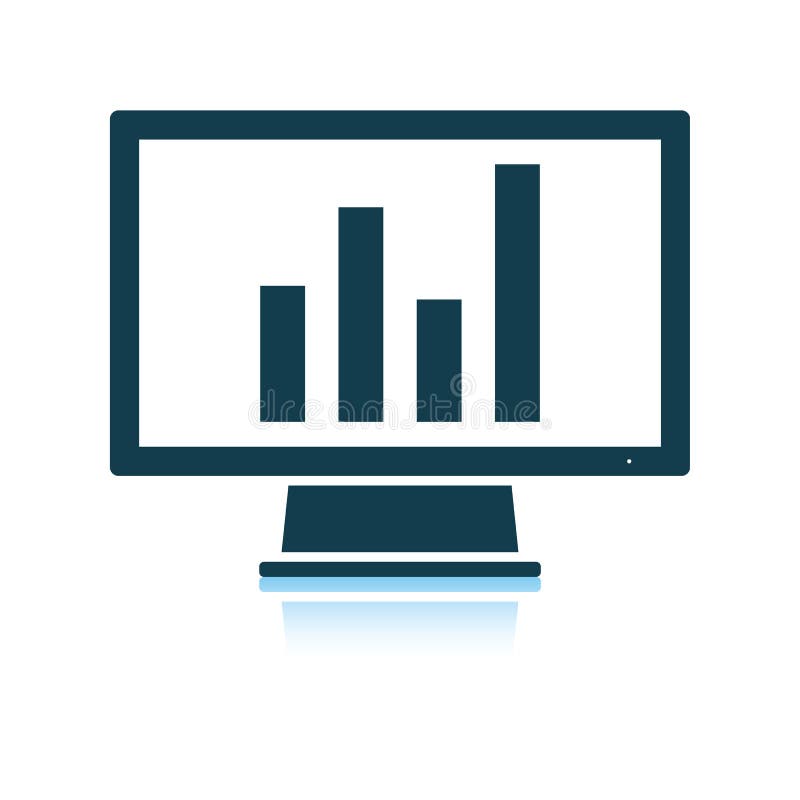 Monitor with Analytics Diagram Icon Stock Vector - Illustration of ...