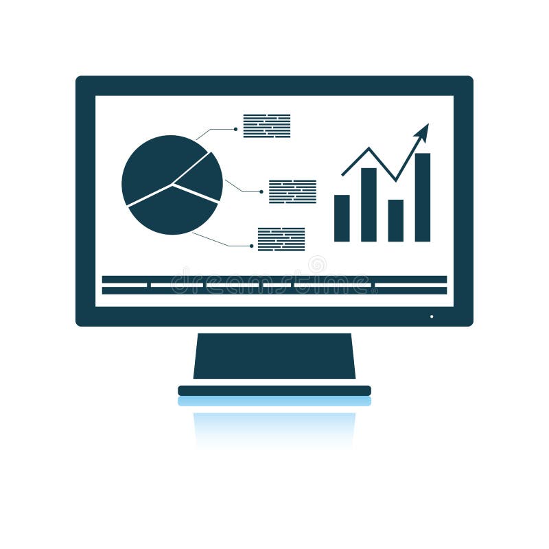 Monitor with Analytics Diagram Icon Stock Vector - Illustration of ...