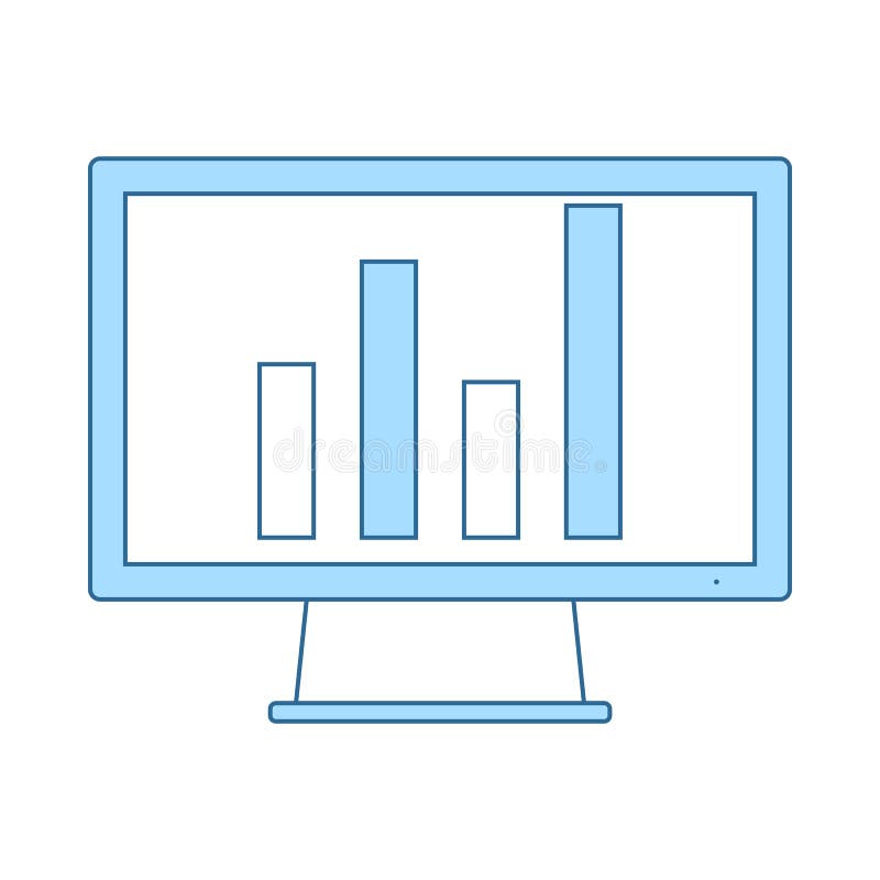 Monitor with Analytics Diagram Icon Stock Vector - Illustration of ...
