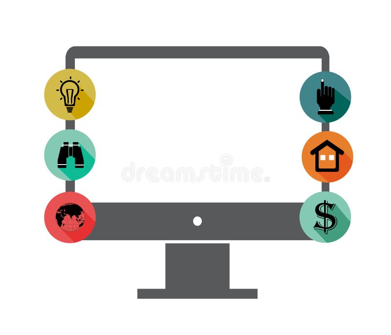 Monitor and Application Icons Stock Illustration - Illustration of ...