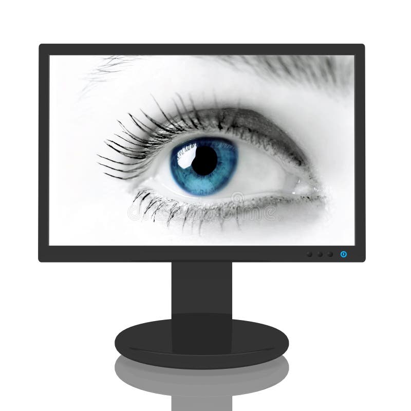 Monitor with blue eye stock illustration. Illustration of business ...