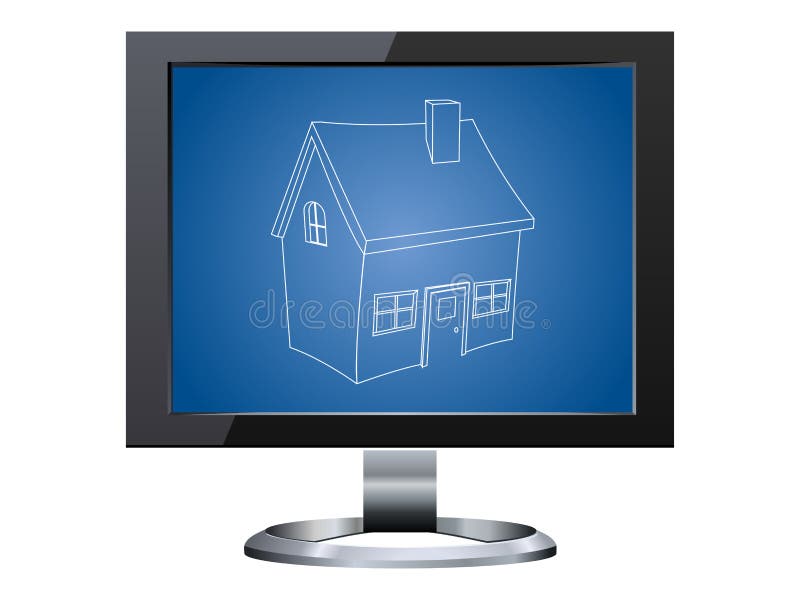 Monitor With Blueprint Picture. Image: 8353140