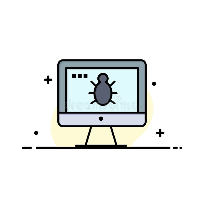 Monitor, Bug, Screen, Security Business Logo Template. Flat Color Stock ...