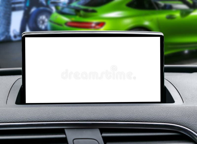 Monitor In Car With Blank Screen Use For Navigation Maps And GPS. On ...